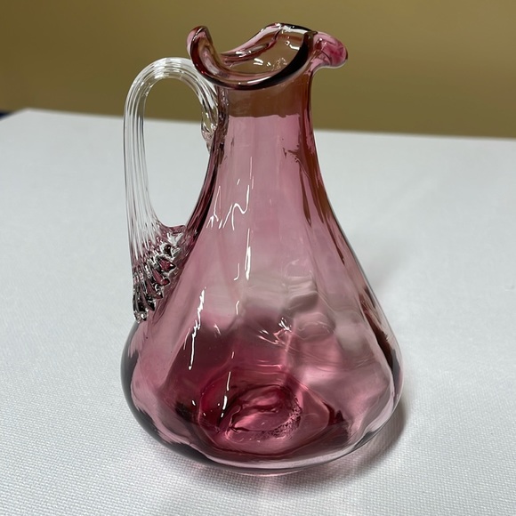 Pilgrim | Art | Pilgrim Cranberry Blown Glass Pitcher Clear Applied ...
